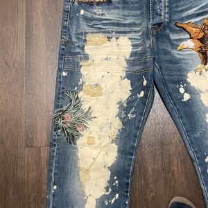 Akoo | Jeans | Mens Akoo Artisan Made Distressed Eagle Art Embroidered ...